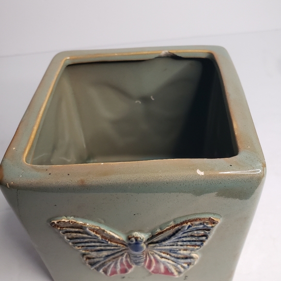 not sure | Art | Square Ceramic Planter Featuring A Butterfly 96 | Poshmark